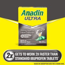 Anadin Ultra Caps 200Mg 16S - Tesco Groceries
