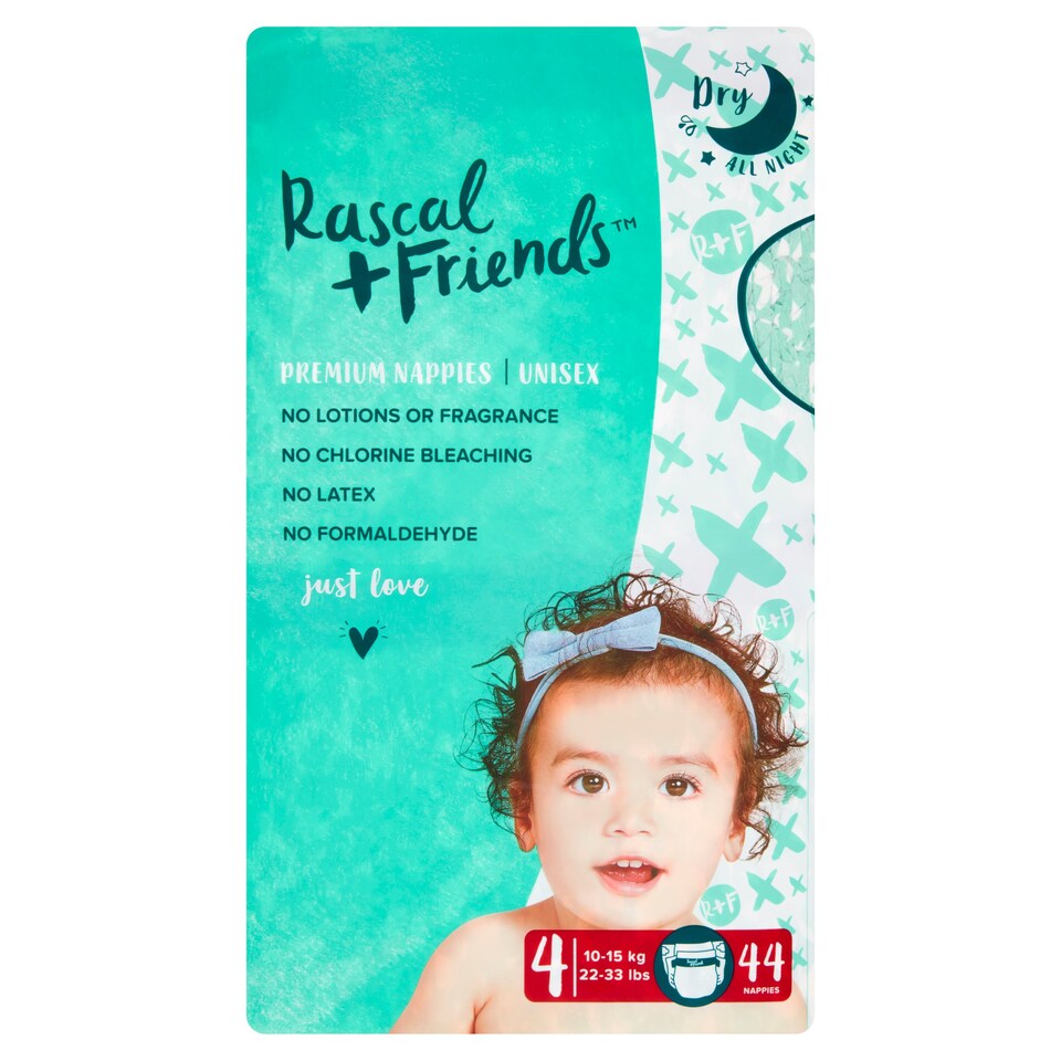 Rascal & Friends Essential Size 4 Nappies 44Pk - Tesco Groceries