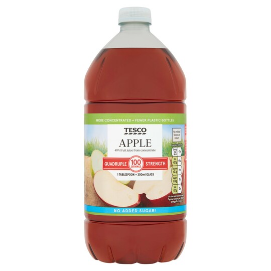 Tesco Quad Strength Apple Squash No Added Sugar 1.5L - Tesco Groceries