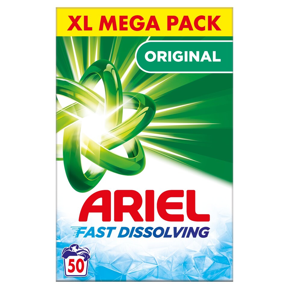 Ariel Fast Dissolving Washing Powder - Original 3kg 50 Washes - Tesco ...