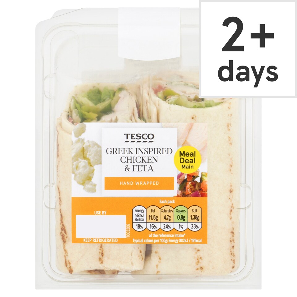 Tesco Greek Inspired Chicken & Feta Wrap 186G - Tesco Groceries