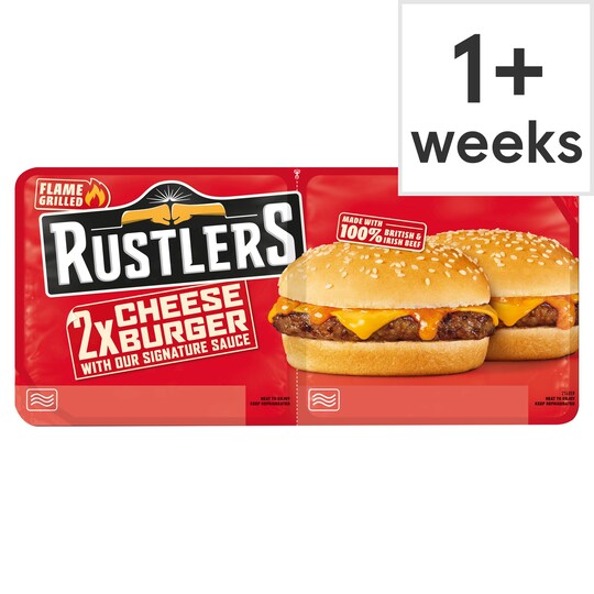 Rustlers Cheese Burger Twin Pack 280G - Tesco Groceries