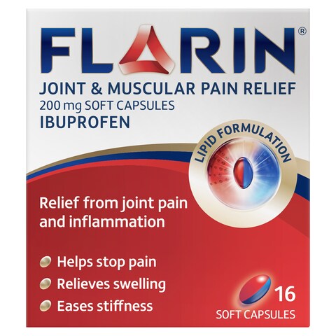 Flarin Joint & Muscular Pain Relief Soft Capsules - Ibuprofen 200 mg x ...