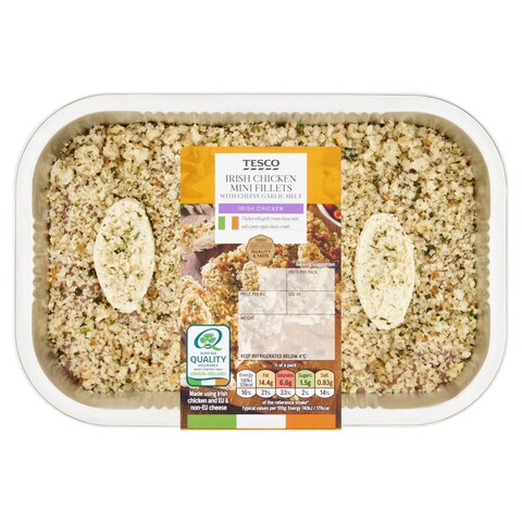 Tesco Irish Chicken Mini Fillets with Cheesy Garlic Melt 400g - Tesco ...