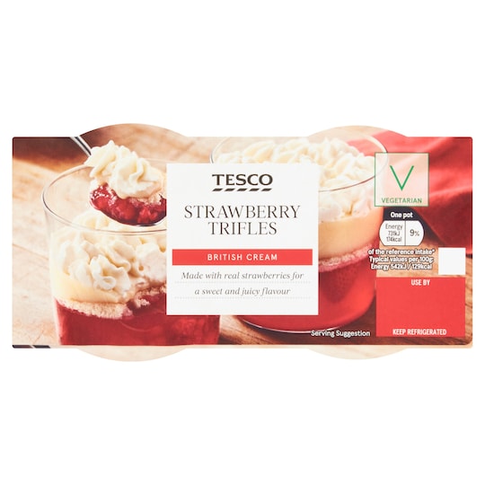 Tesco Strawberry Trifle Dessert 2 Pack 270G - Tesco Groceries