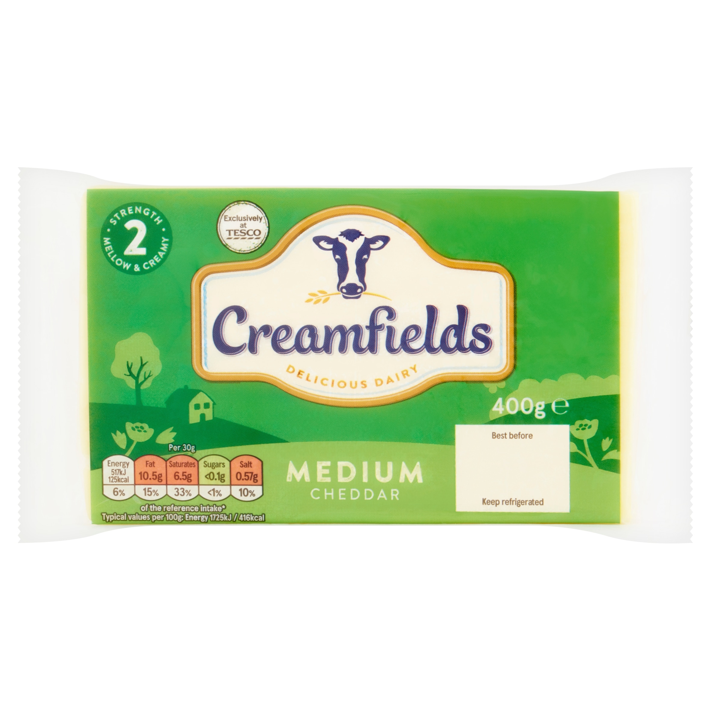 Creamfields Medium White Cheddar 400g - Tesco Groceries