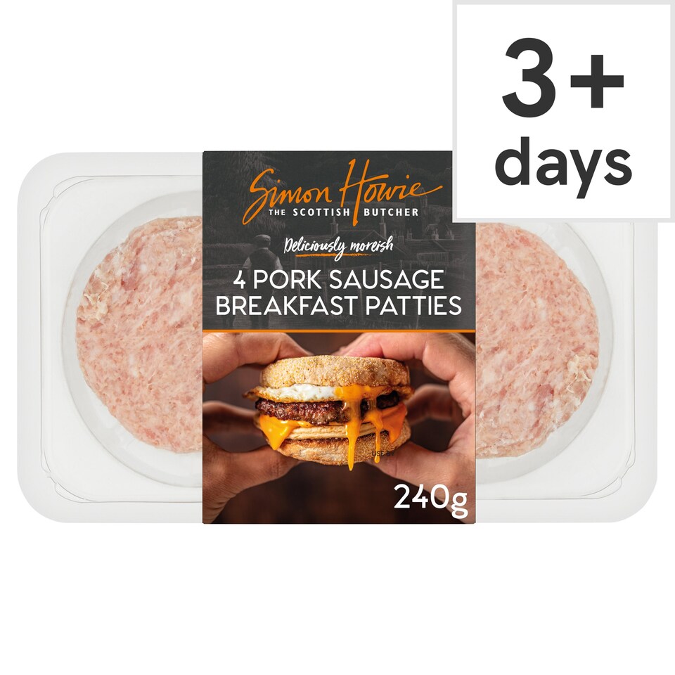 Simon Howie 4 Pork Sausages Breakfast Patties 240G - Tesco Groceries