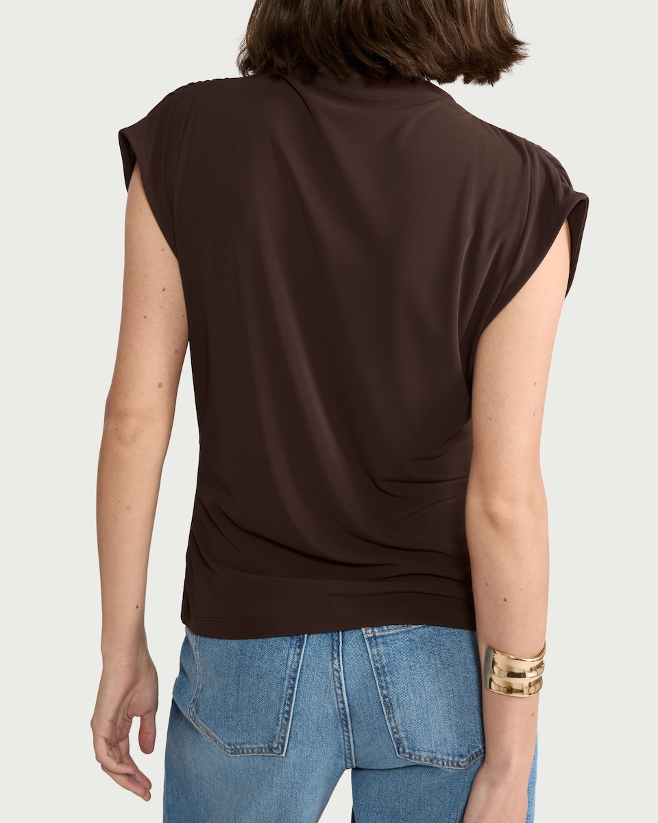 F&F Draped Short Sleeved Top in Chocolate - Tesco Groceries
