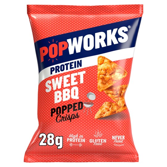 Popworks Protein Sweet Bbq Popped Crisps 28G - Tesco Groceries