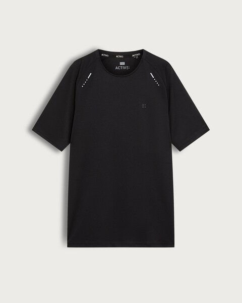 F&F Active Airtex Reflective Trim T-Shirt in Black - Tesco Groceries