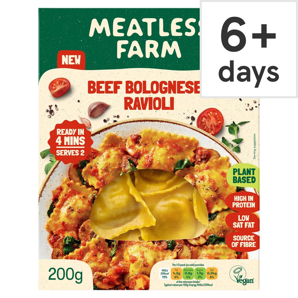Meatless Farm Beef Bolognese Style Ravioli 200g - Tesco Groceries