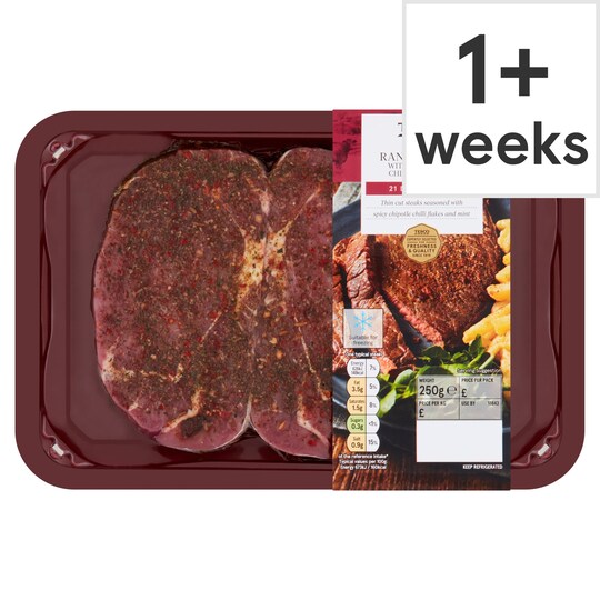 Tesco 2 Beef Ranch Steaks With Garlic & Chilli 250G - Tesco Groceries