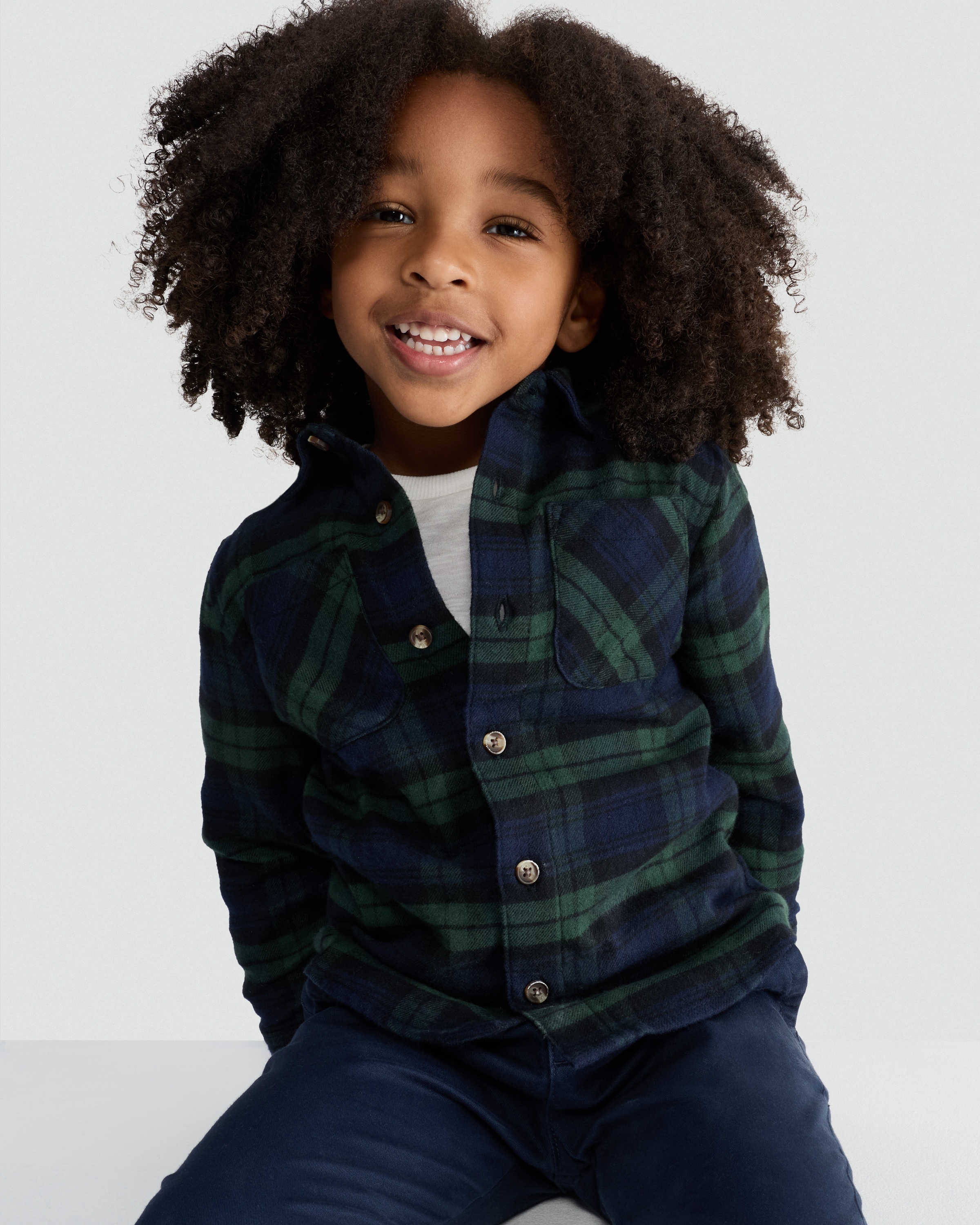 F&F Boys Cotton Rich Check Print Long Sleeved Shirt in Green - Tesco ...