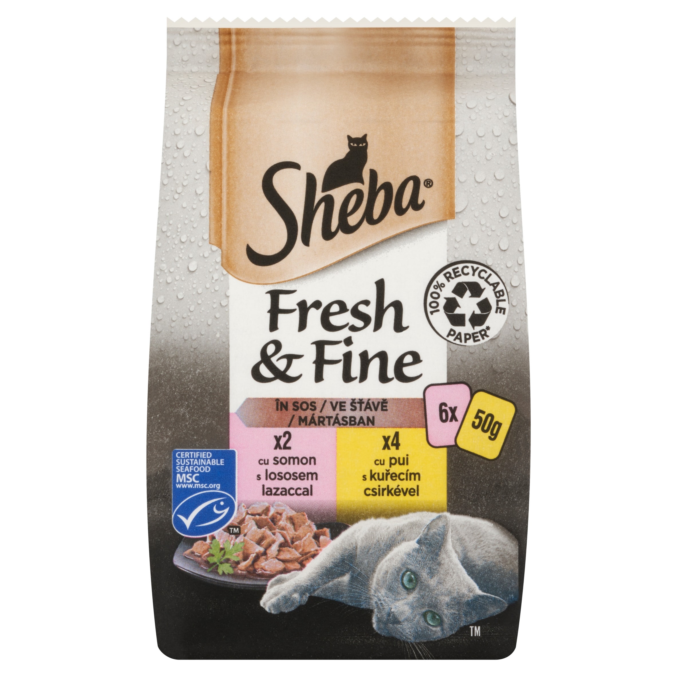 Sheba Fresh & Fine Complete Wet Food for Adult Cats in Sauce 6 x 50 g ...
