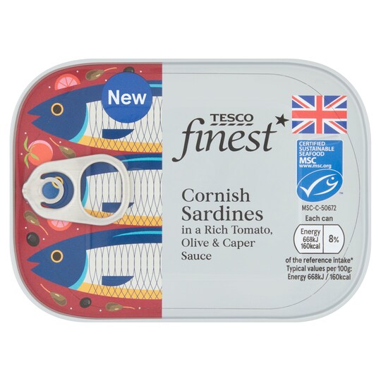 Tesco Finest Cornish Sardines In Tomato Sauce 100G - Tesco Groceries