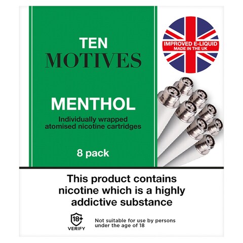 10 Motives V2 Refills Menthol 16Mg 8Pk - Tesco Groceries