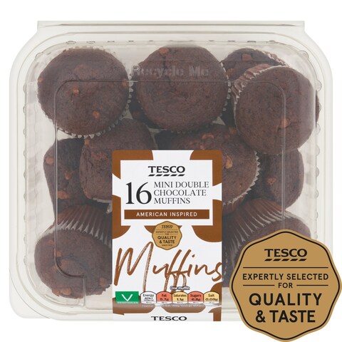 Tesco Double Chocolate Mini Muffins 16 Pack - Tesco Groceries