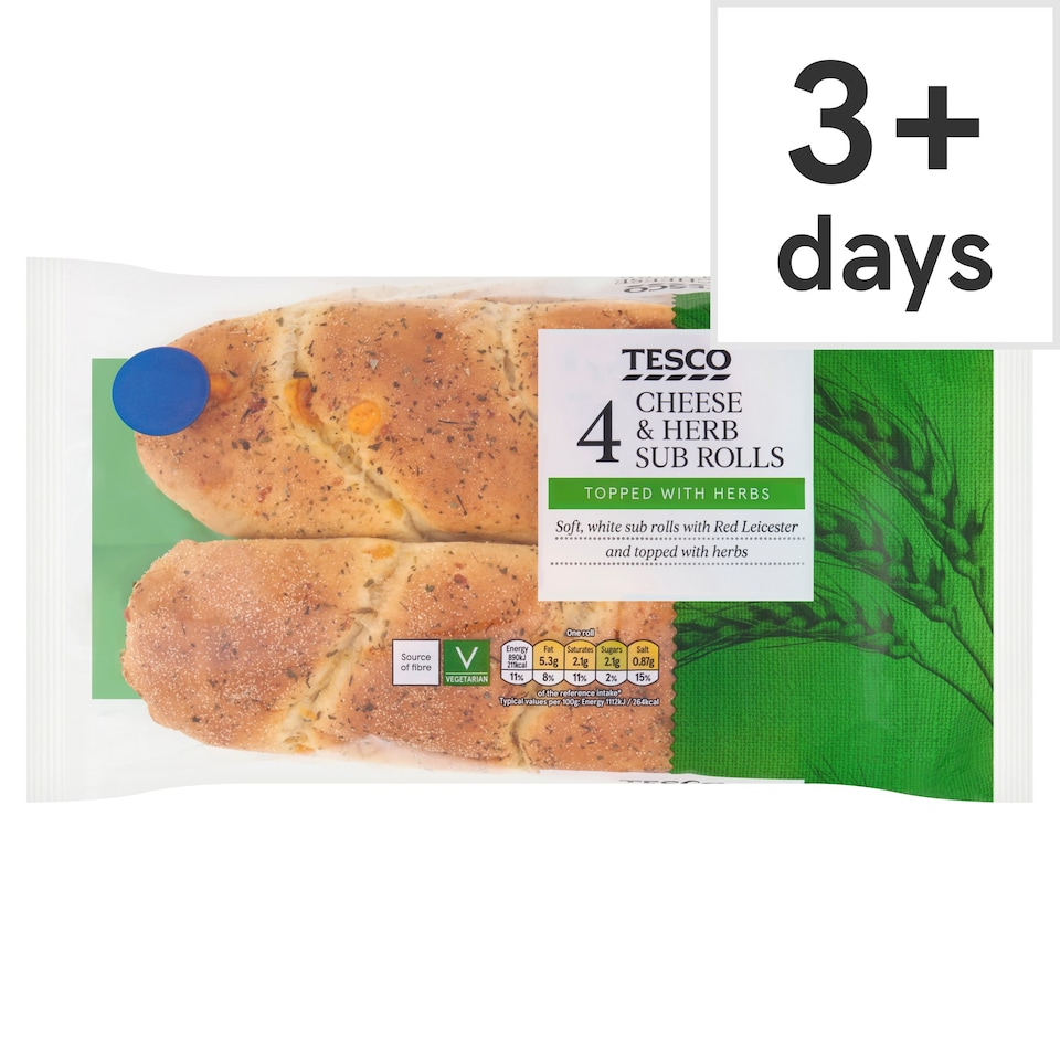 Tesco Cheese & Herb Sub Rolls 4 Pack - Tesco Groceries