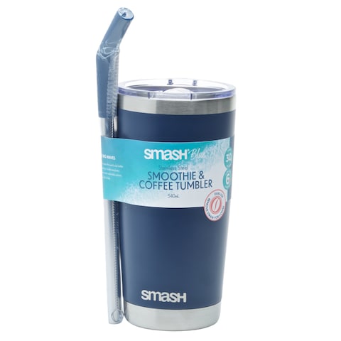 Smash Navy Stainless Steel Smoothie & Coffee Tumbler 540ML - Tesco ...