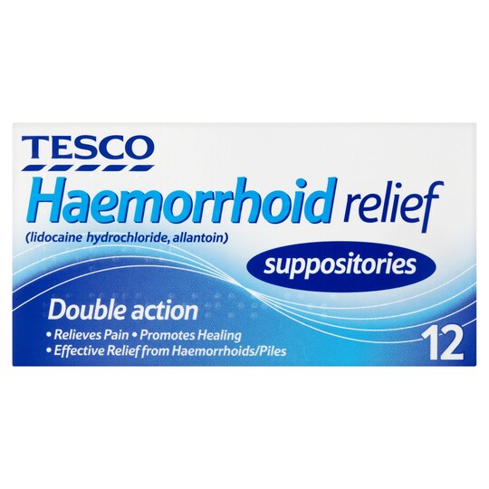 Tesco Haemorrhoid Suppositories Relief 12'S - Tesco Groceries