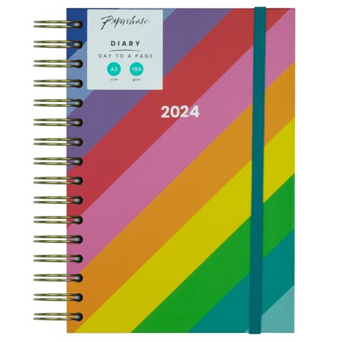 Paperchase Rainbow A5 2024 Day To View Diary - Tesco Groceries