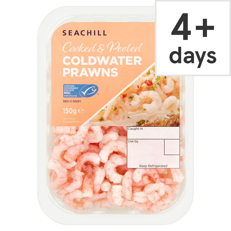 Seachill Cooked& Peeled Cold Water Prawns 150G - Tesco Groceries