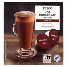 Tesco Hot Chocolate Capsules 8 x 16 g + 8 x 16 g (256 g) - Tesco Groceries
