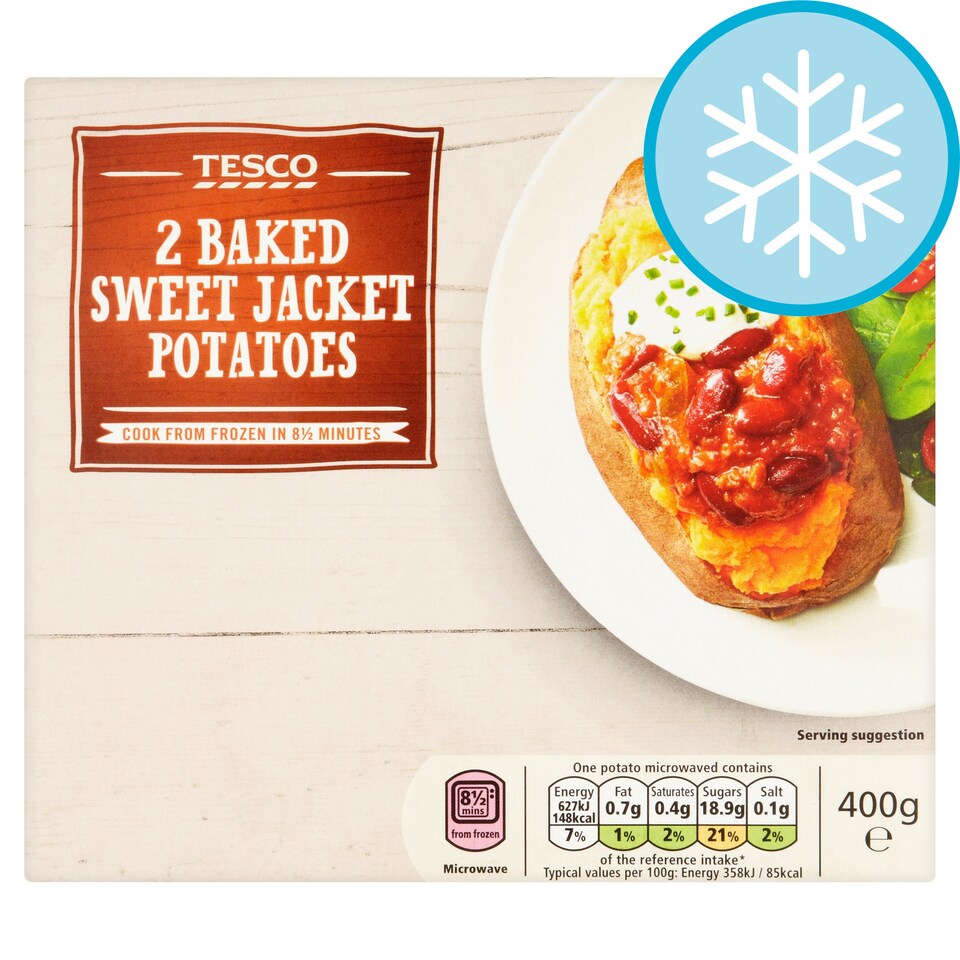 Tesco 2 Baked Sweet Jacket Potatoes 400g - Tesco Groceries