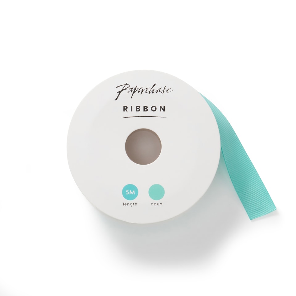 Paperchase 5m Grosgrain Ribbon - Aqua - Tesco Groceries