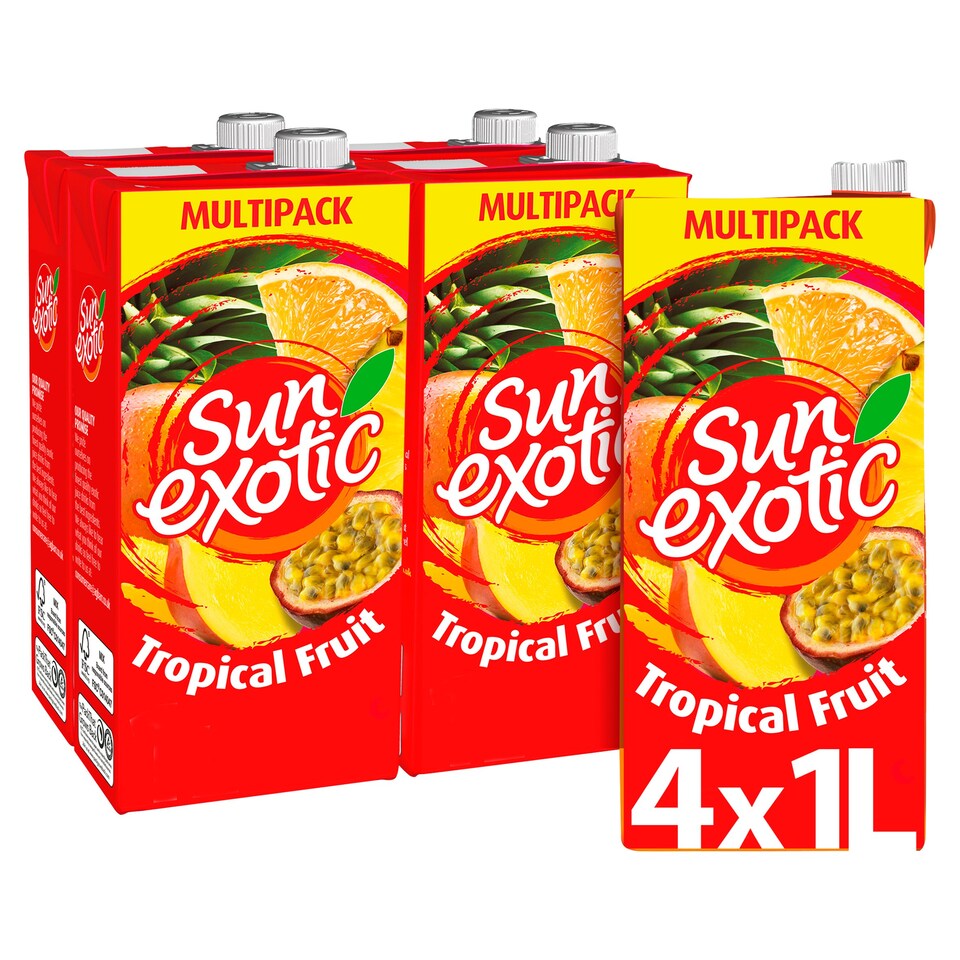 Sun Exotic Tropical Fruit Juice Drink 4X1l - Tesco Groceries