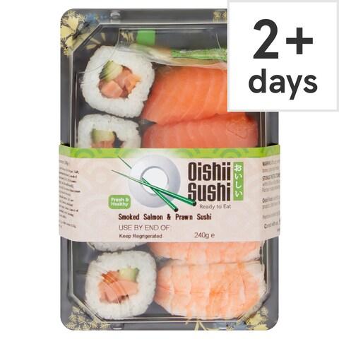Oishii Sushi Smoked Salmon & Prawn Sushi 240G - Tesco Groceries