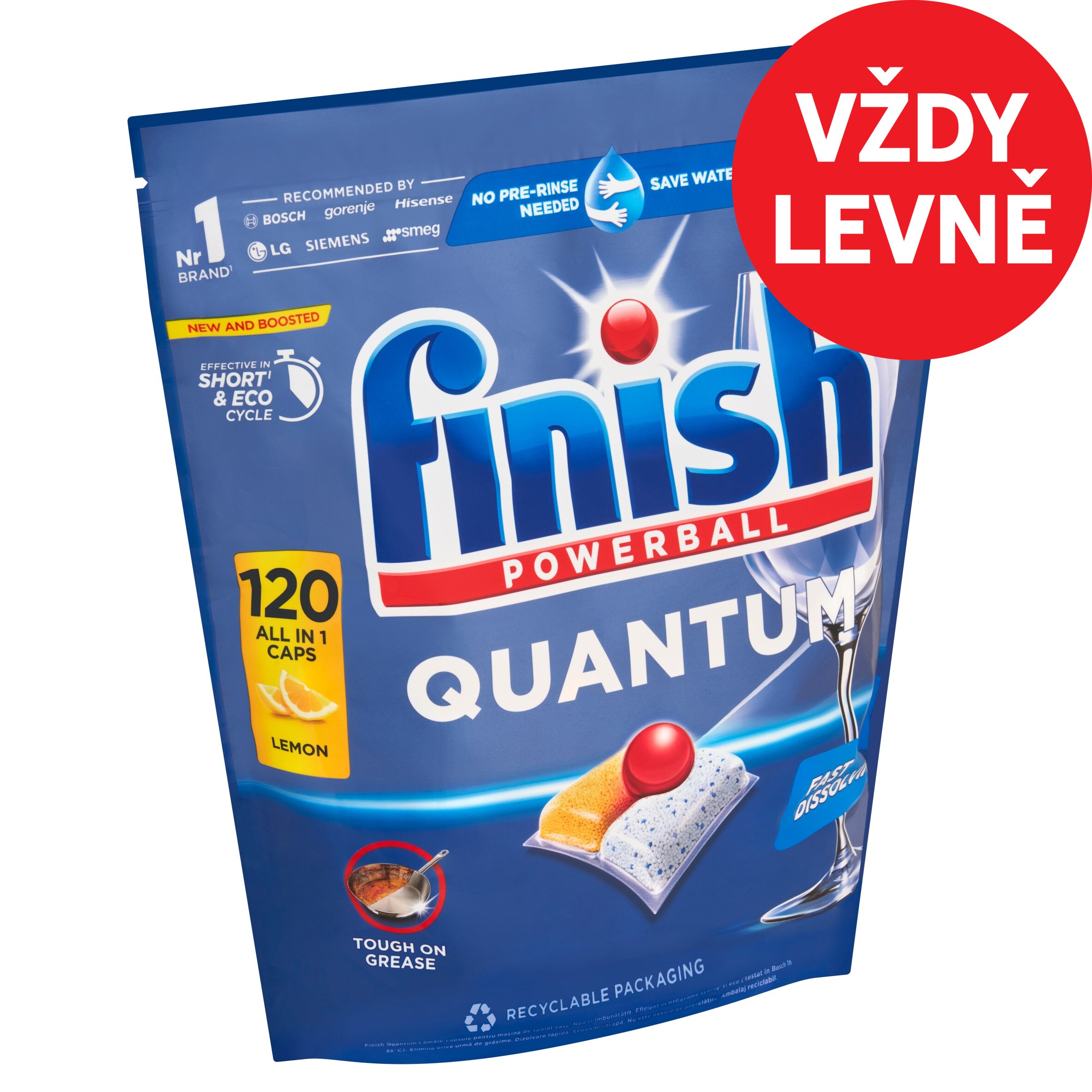 Finish Powerball Quantum All in 1 Lemon Dishwasher Capsules 120 pcs ...