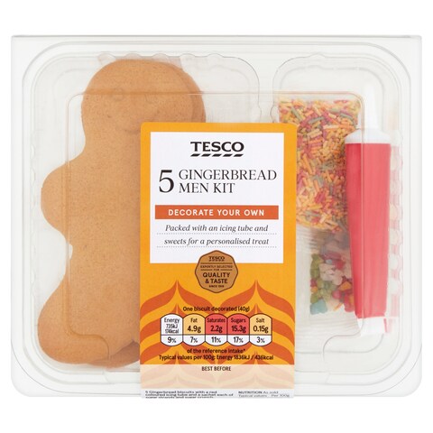 Tesco 5 Decorate Your Own Gingerbread Men Kit 199G - Tesco Groceries