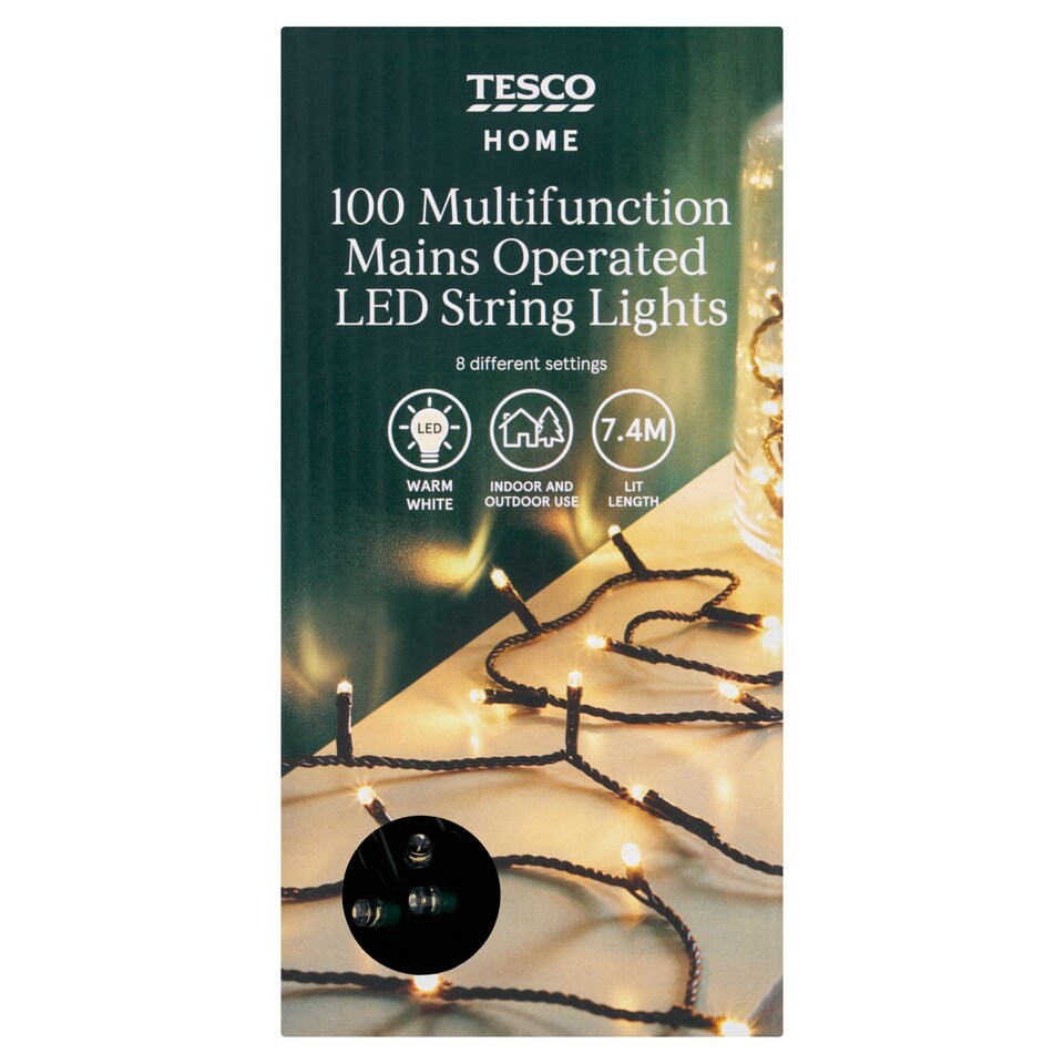 Tesco Warm White 100 Mfunction String Lights - Tesco Groceries