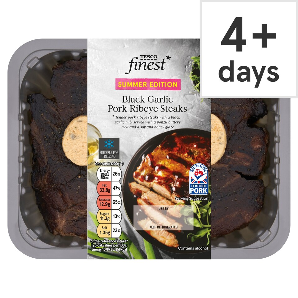 Tesco Finest Black Garlic Pork Ribeye Steaks 500g - Tesco Groceries