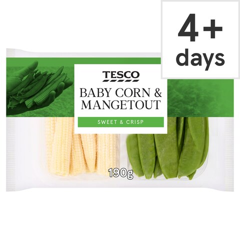 Tesco Baby Corn and Mangetout 190g - Tesco Groceries