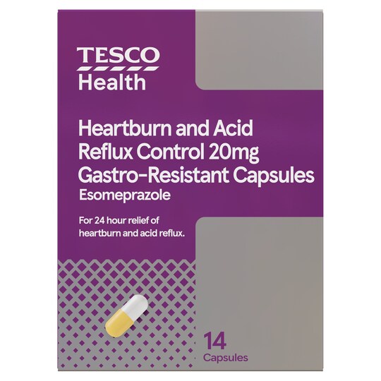 Tesco Health 20Mg Heartburn & Acid Reflux 14 Capsules - Tesco Groceries