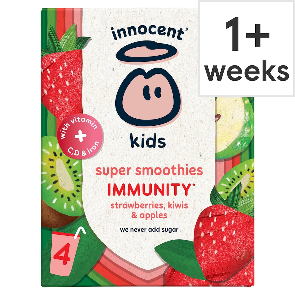 innocent Kids Super Smoothies Strawberries, Kiwis & Apples 4 x 150ml ...