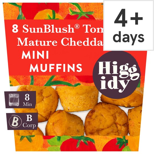 Higgidy 8 Mini Muffins Sunblush Tomato & Cheddar 160G - Tesco Groceries