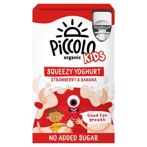 Piccolo Organic Squeezy Yogurt Strawberry & Banana Kids 4X100g - Tesco ...