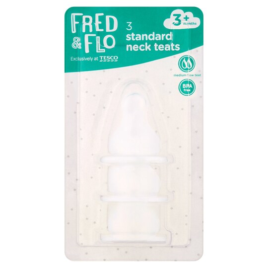 Fred & Flo Standard Neck Teat Medium Flow 3 Pack - Tesco Groceries
