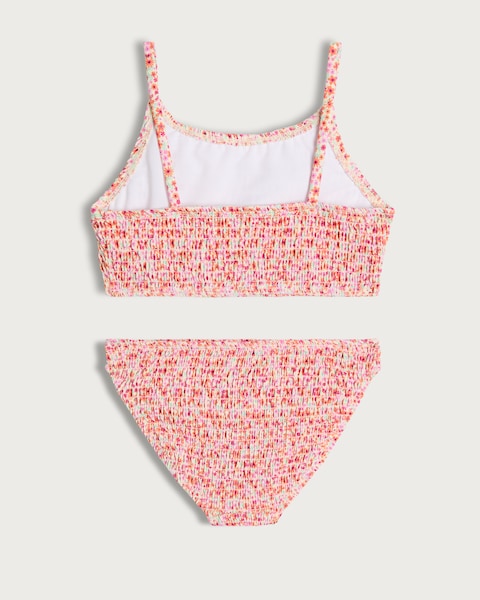 F&F Girls Floral Shirred Bikini in Hot Pink - Tesco Groceries
