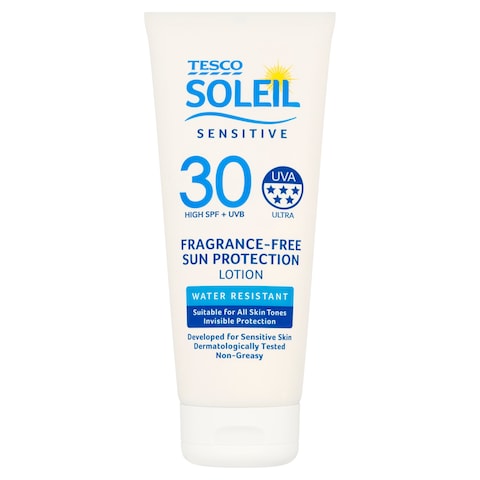 Tesco Soleil Sensitive Fragrance-Free Sun Protection Lotion SPF30 200ml ...
