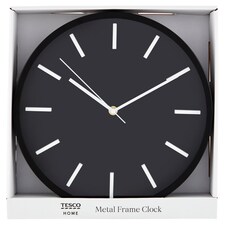 Tesco Home Black Metal Frame Clock - Tesco Groceries