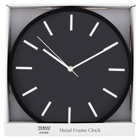 Tesco Home Black Metal Frame Clock - Tesco Groceries
