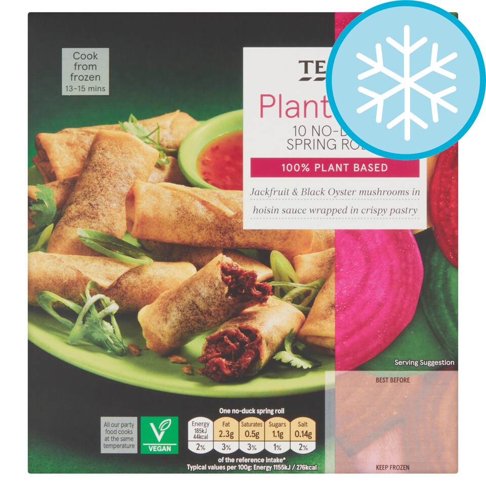 Tesco Plant Chef 10 No Duck Spring Rolls 180G - Tesco Groceries