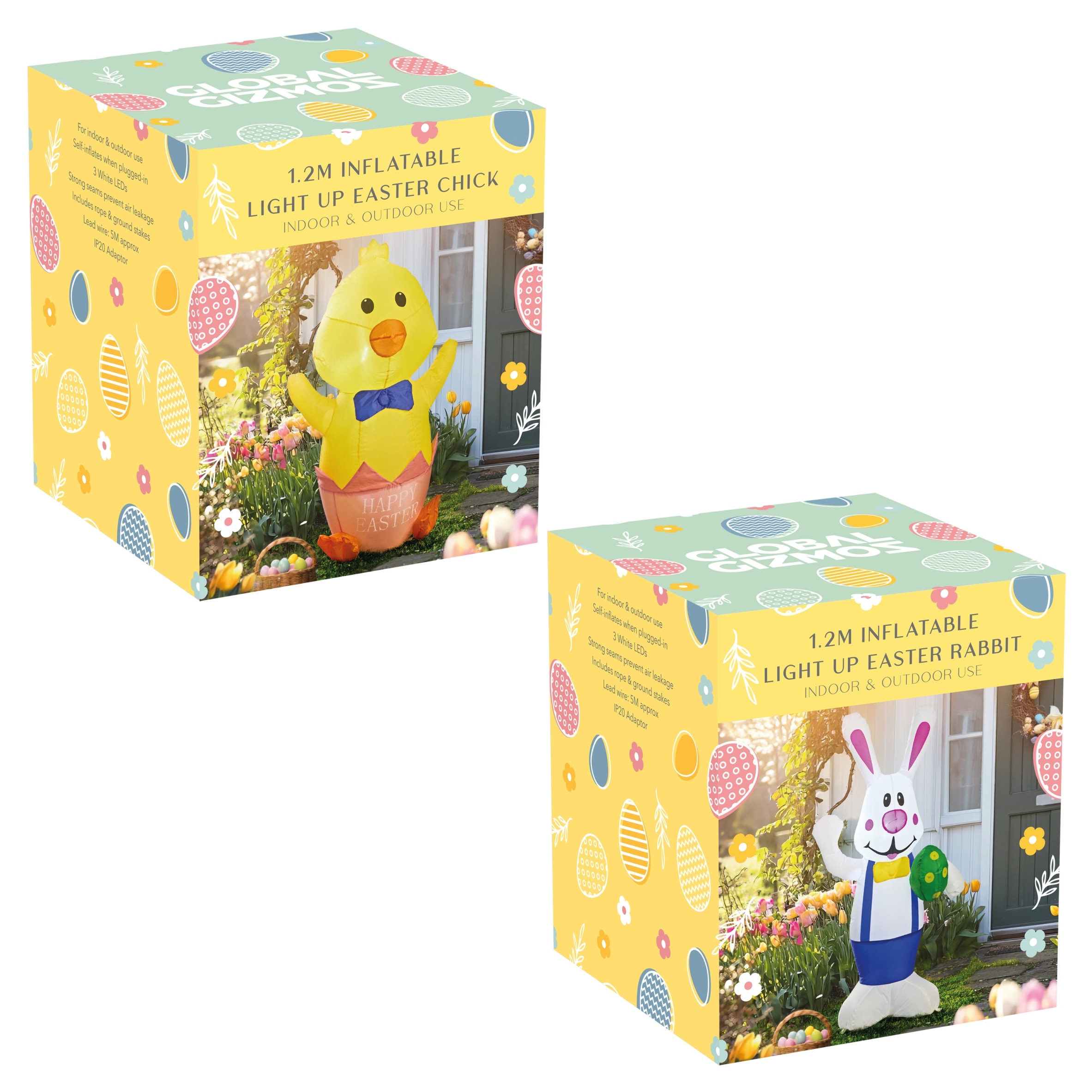 Global Gizmos Light Up Inflatable Easter Chick / Bunny Assortment ...