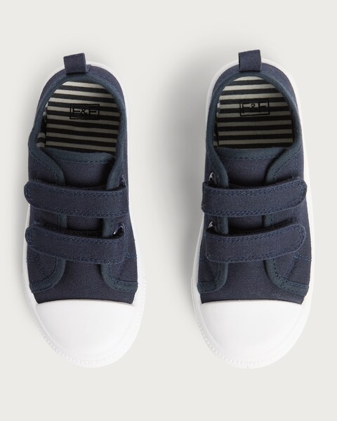 F&F Boys Double Strap Canvas Trainers in Navy - Tesco Groceries