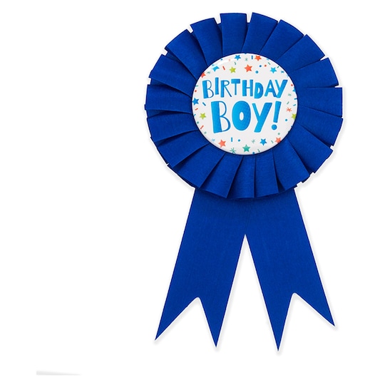 Tesco Birthday Blue Rosette Badge - Tesco Groceries