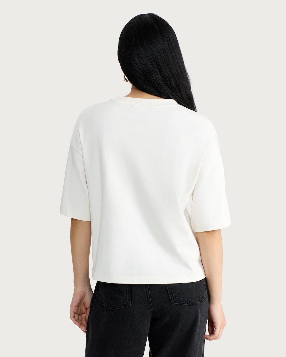 F&F Pure Cotton Bisous Slogan Boxy Fit T-Shirt in Cream - Tesco Groceries